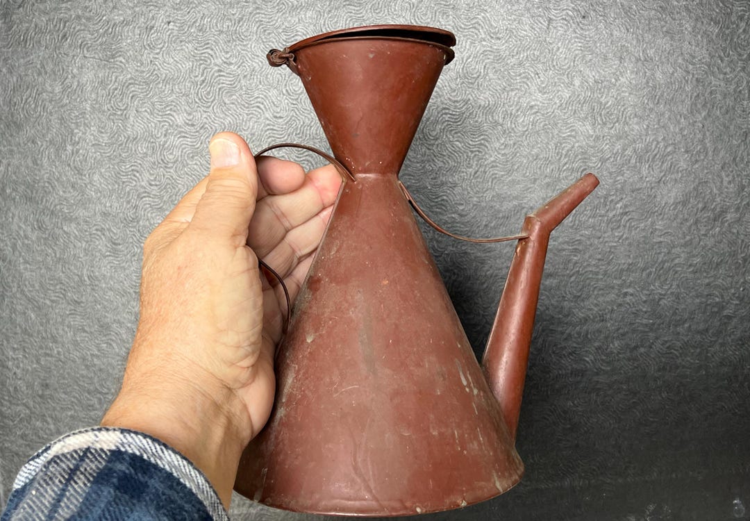 Antique Tin Fluid Oil Lamp Filler Funnel Top Pitcher Kerosene ...