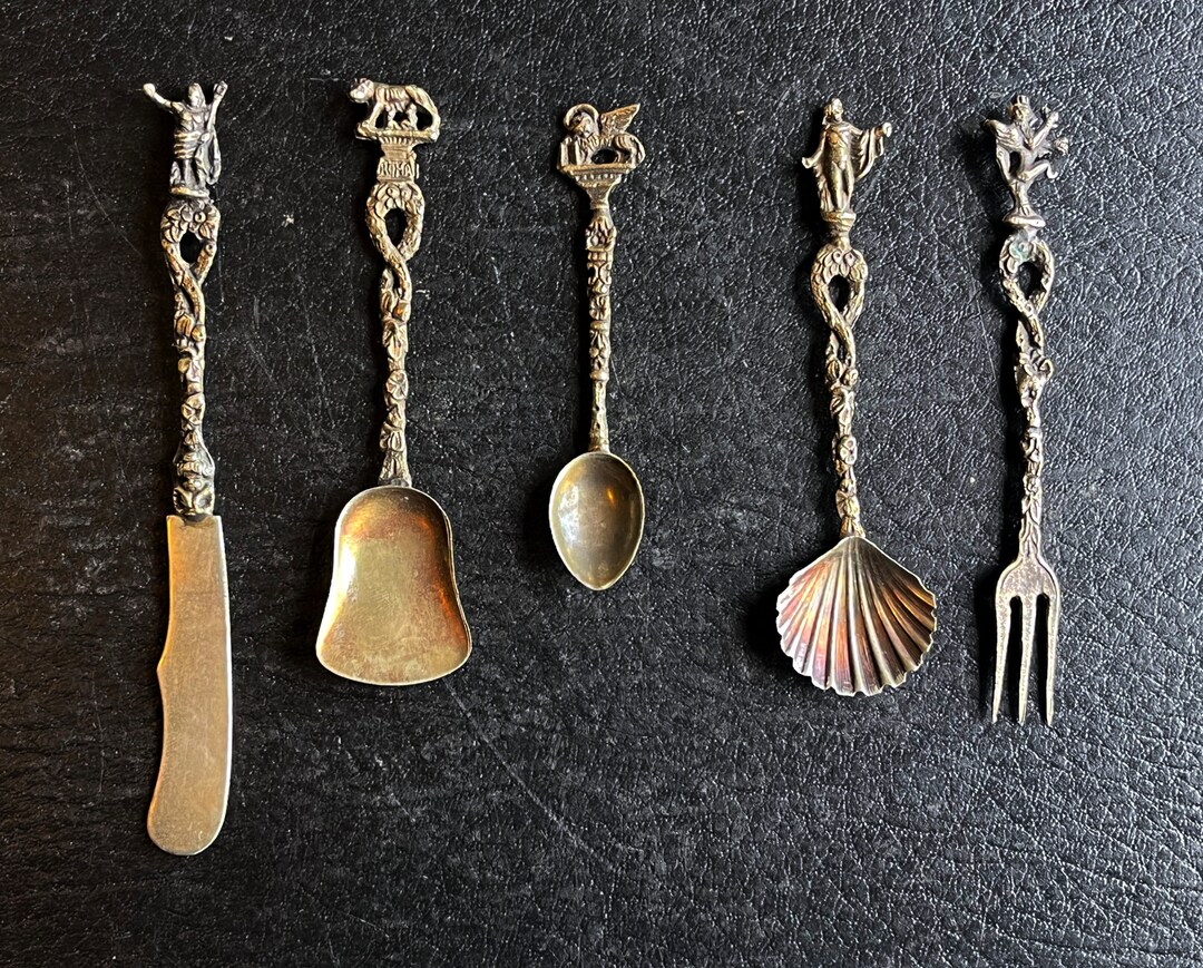 Italian Gothic Silverware Ornate Figural Service Five Pieces B24 - Etsy