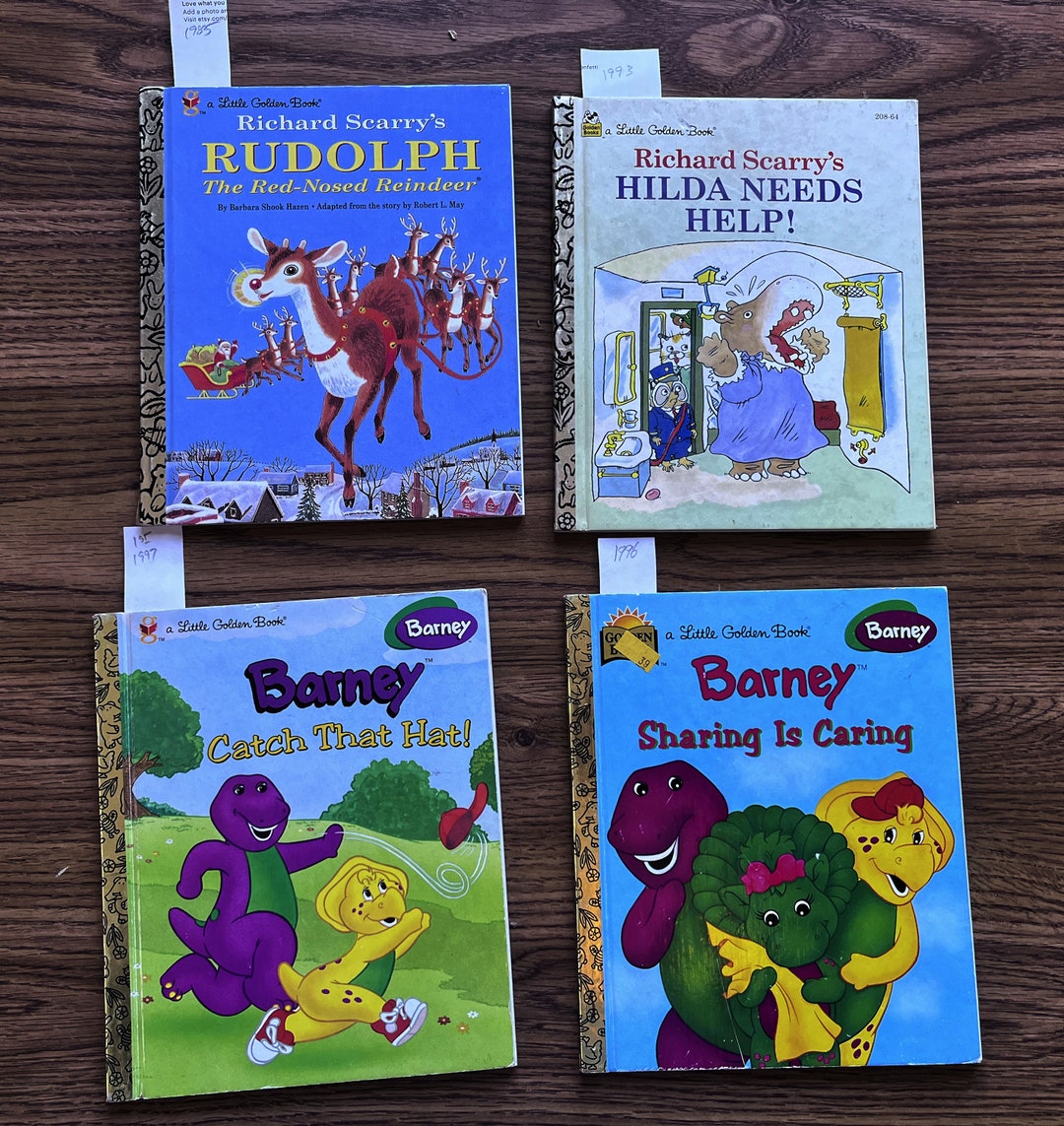 Little Golden Books Two Barney Books and Two Richard Scarry Books 4 ...