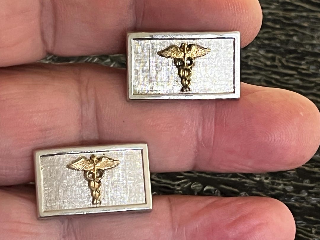 Caduceus Symbol Vintage Swank Medical Doctors Square Cufflinks Silver ...