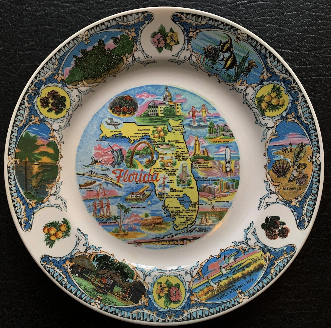 Florida Collectible Souvenir Plate Collectors Plate Vintage Highly ...
