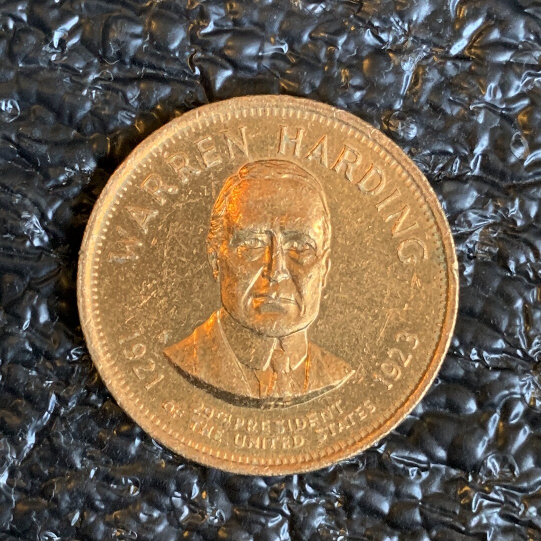 Warren Harding 29th President Gold Tone Metal Coin – Political History ...