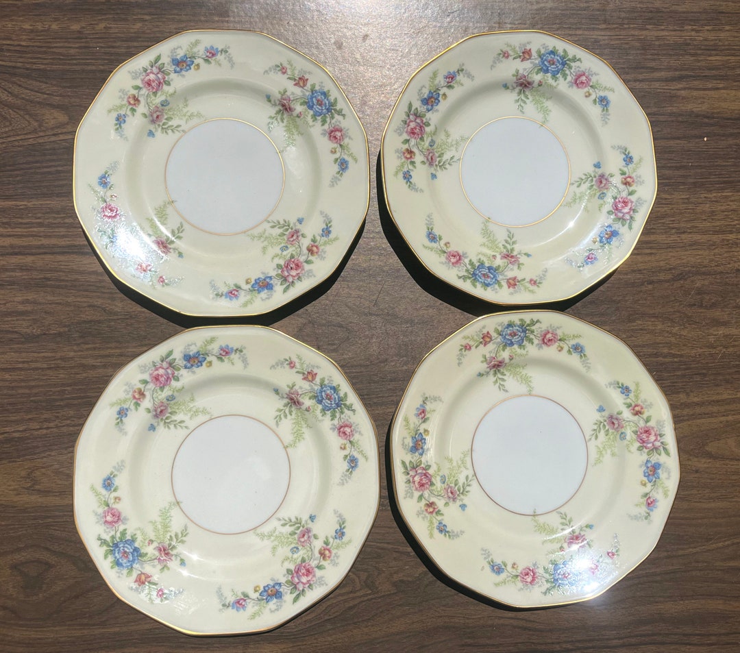4 Haviland Plates Theodore Limoges France 9 1/2" Plate 12-sided Ivory ...