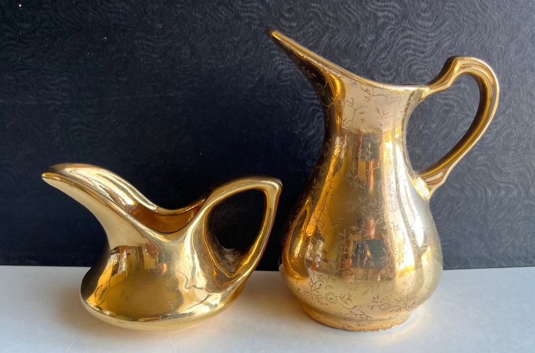 Two Gold Pitchers Porcelain 22kt Gold Pitchers Gold Gold Gold B2 - Etsy