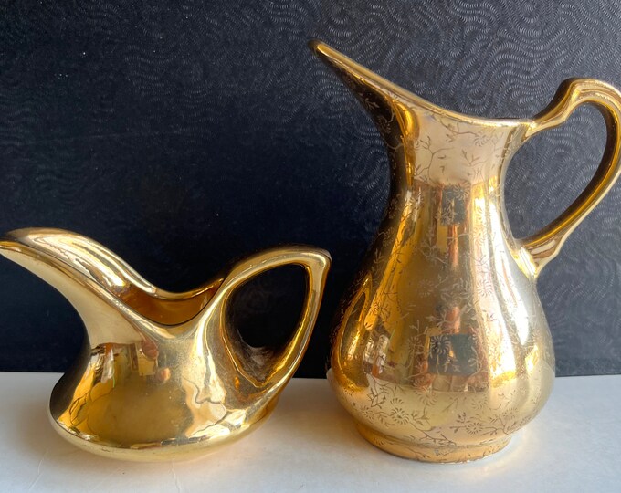 Two Gold Pitchers Porcelain 22kt Gold Pitchers Gold Gold Gold B2 - Etsy