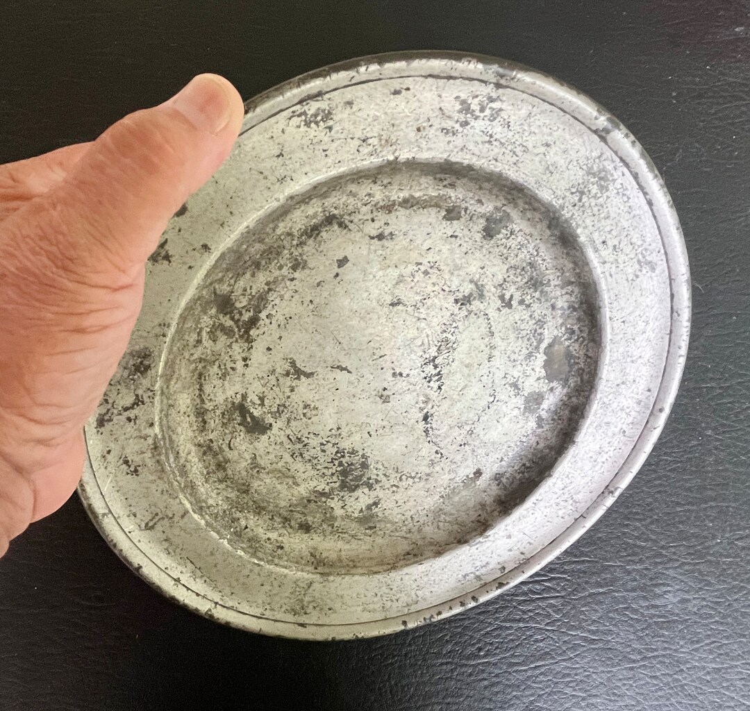 Ancient Pewter Charger 9 3/4”- Old Plate Bruised Patina 1780-1820 GLT ...