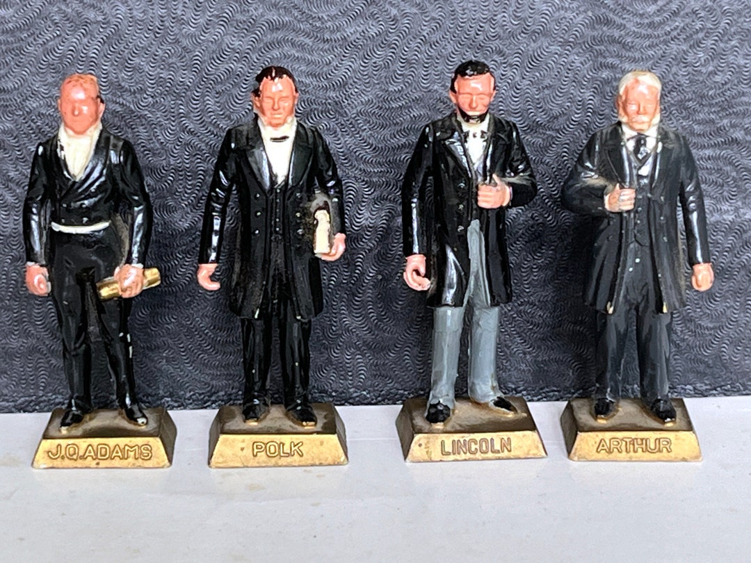 Four Marx Mini Toys 1960's 2.5 Figure Presidents Lincoln Polk Chester ...