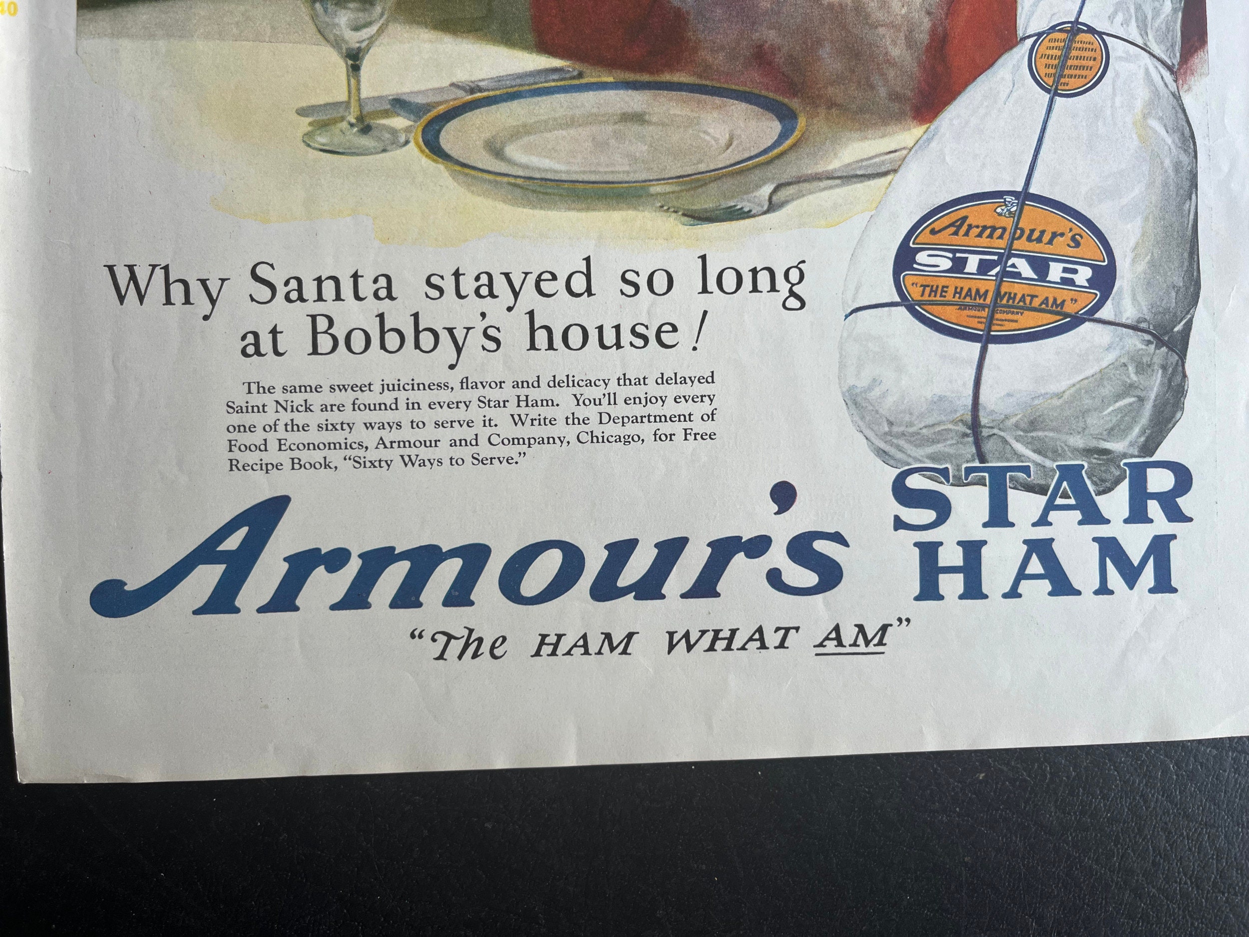 Armour’s Star Ham Santa Claus Ad Black Subject 1924 Ladies Home Journal ...