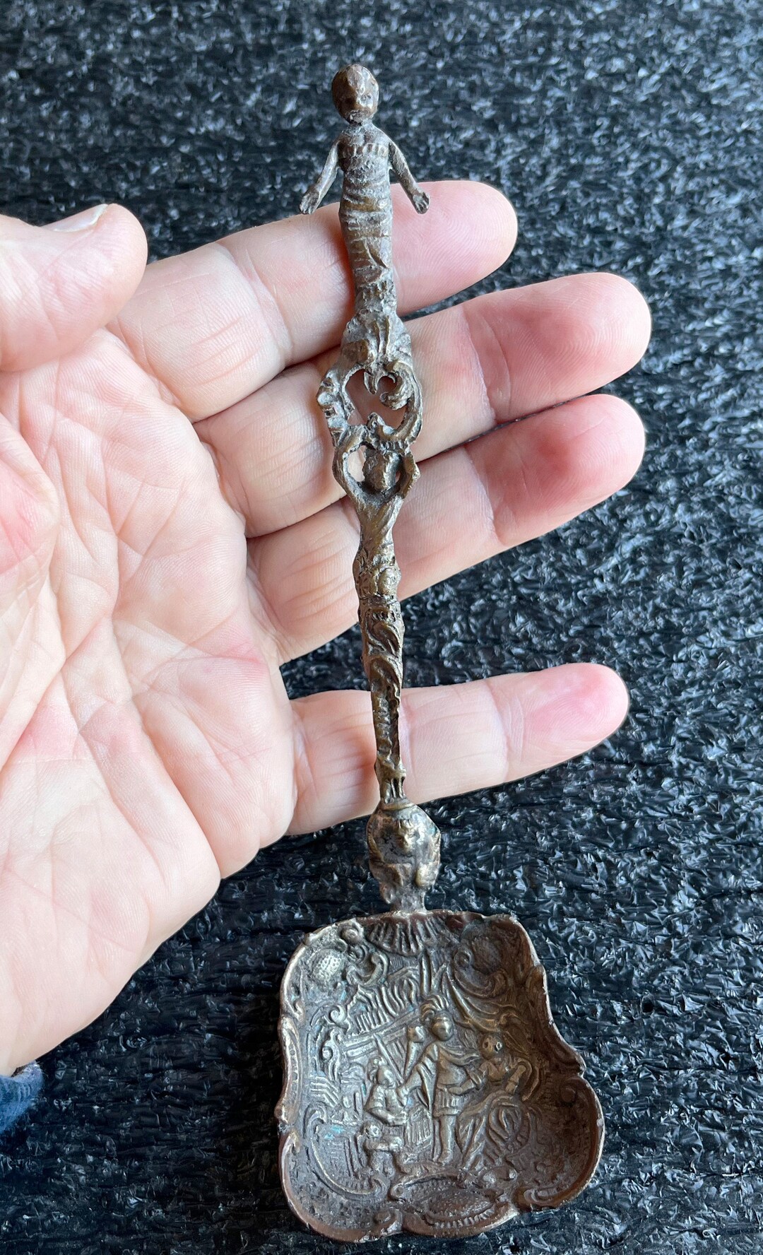 Italian Gothic Silverware Ornate Figural Shovel Spoon A Show Stopper ...