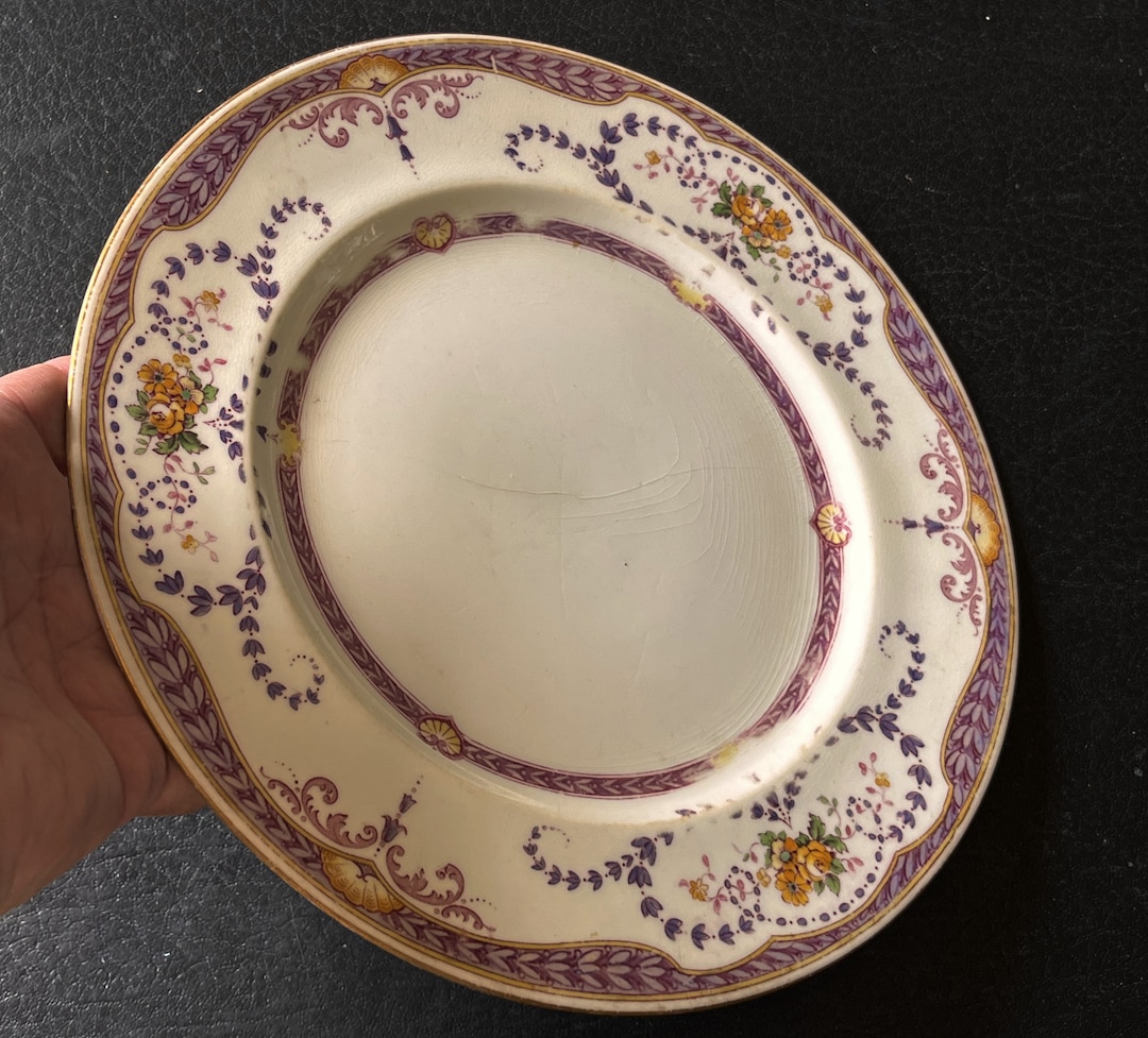 Crescent China England -george Jones and Sons Purple Floral Plate - Etsy