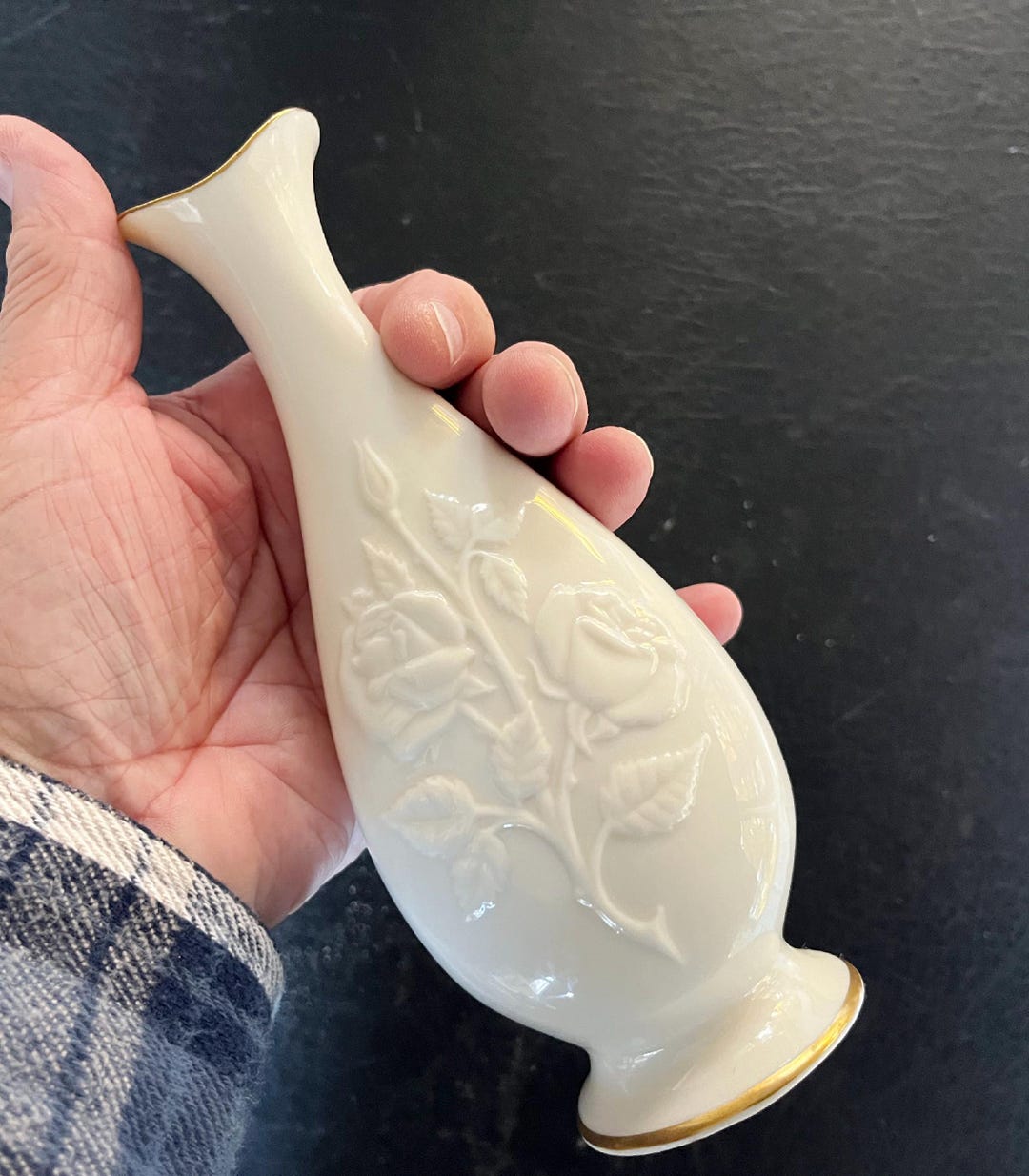 Vintage Lenox Sharon Collection Bud Vase Embossed Long Stem Roses ...
