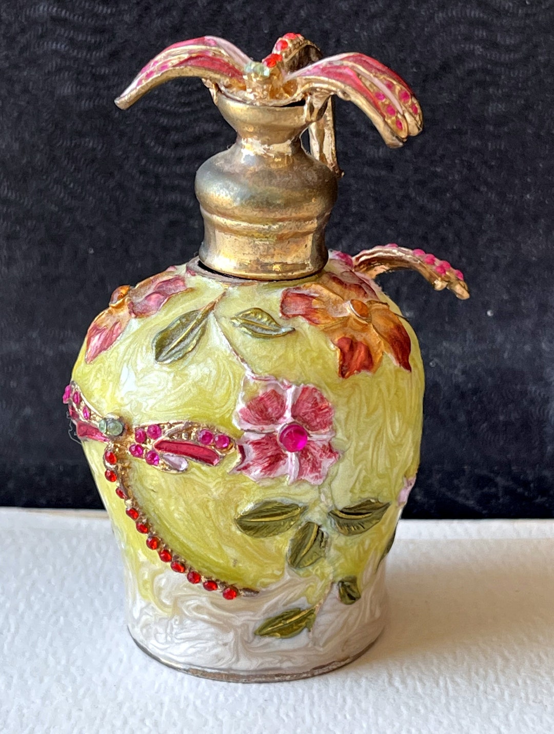 Dragonfly With Jewels Perfume Bottle With Twist on Dabber Red Stones B8 ...