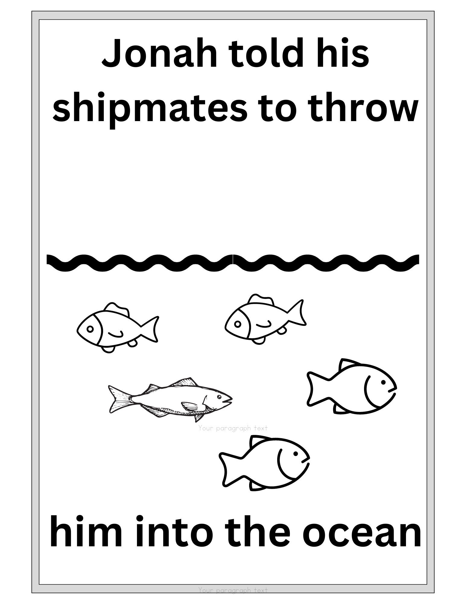 Jonah and the Big Fish Printable Coloring Book - Etsy