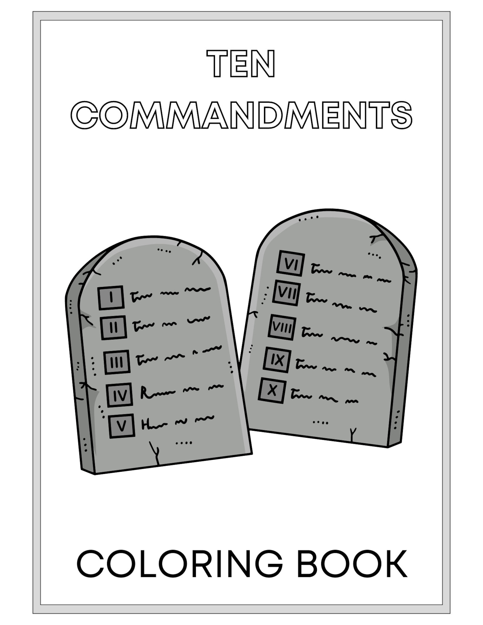 10 Commandments Printable Coloring Book Pages - Etsy