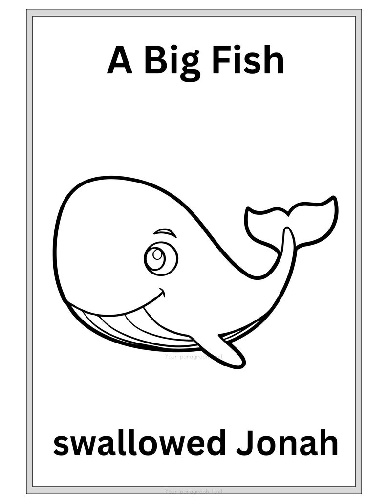 Jonah and the Big Fish Printable Coloring Book - Etsy