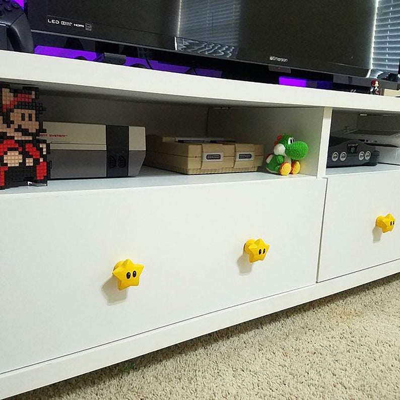 Super Mario Star Drawer Knobs Nintendo Game Room Cute Star | Etsy