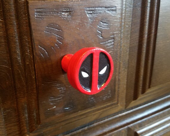 Marvel Deadpool Logo Cabinet Knob Deadpool Decor Superhero | Etsy