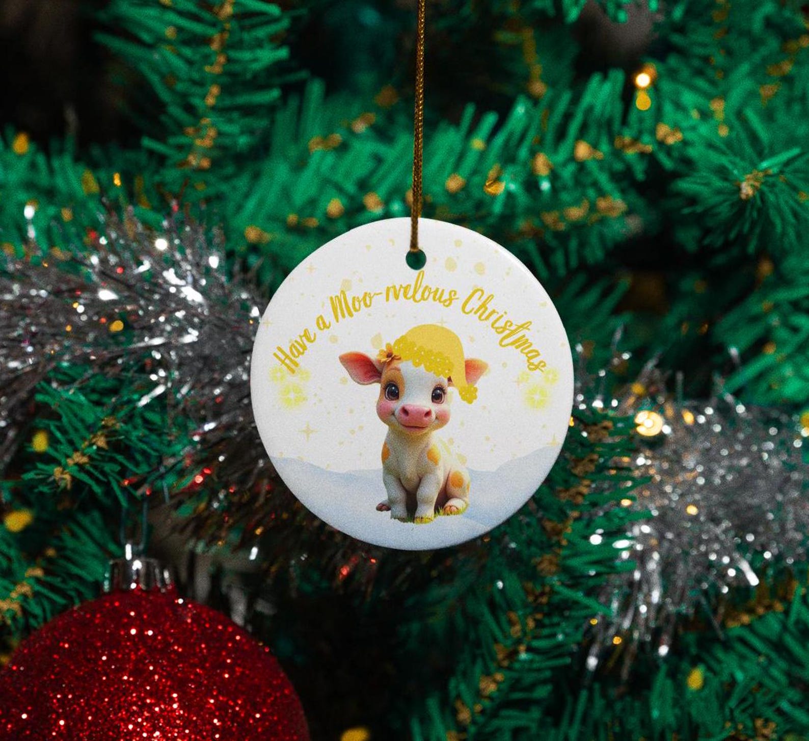 Have a Moo-rvelous Christmas-what a Moo-rvelous Ornament-cow Calf in ...