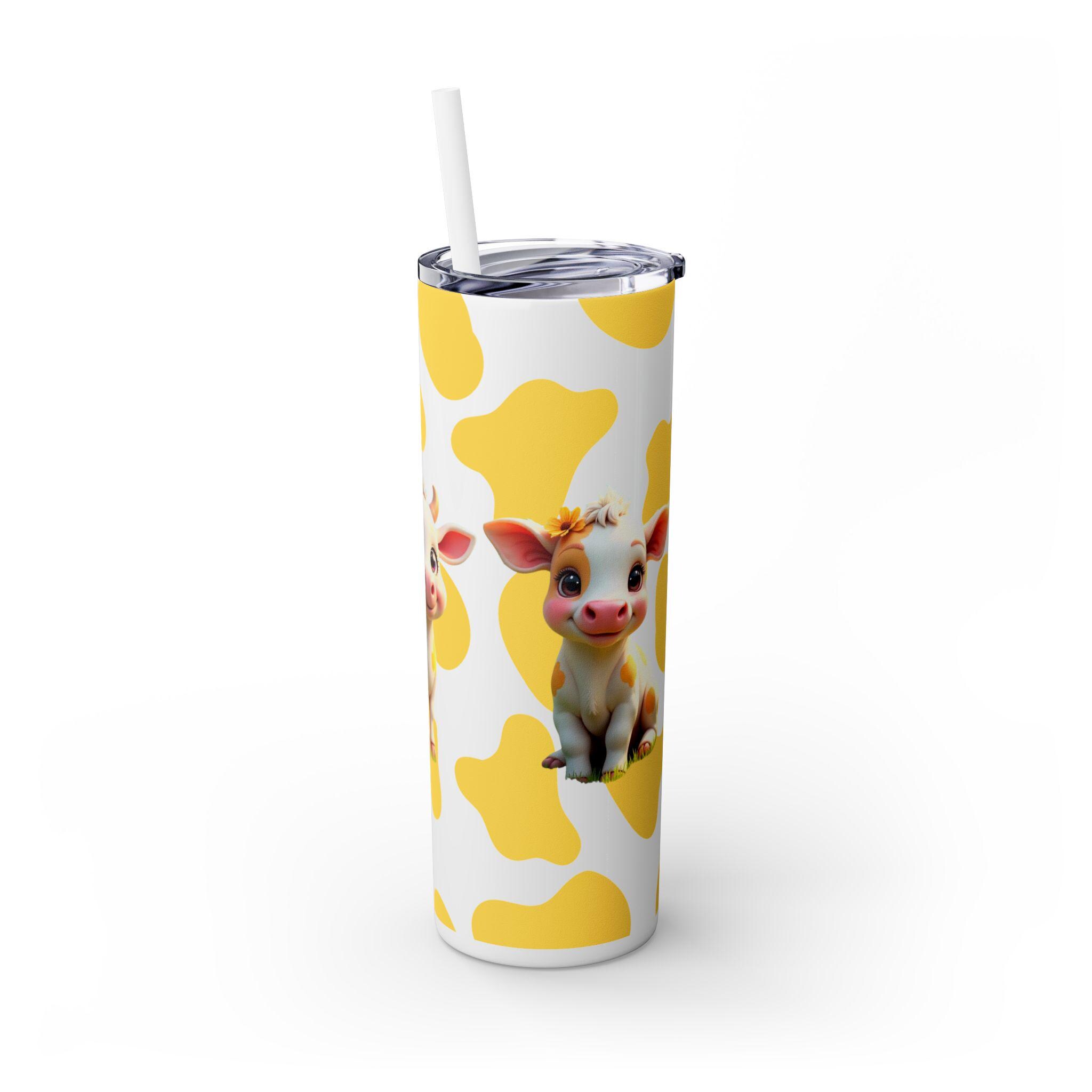 Cow Calf With Yellow Cow Print-personalized-skinny Tumbler With Straw ...