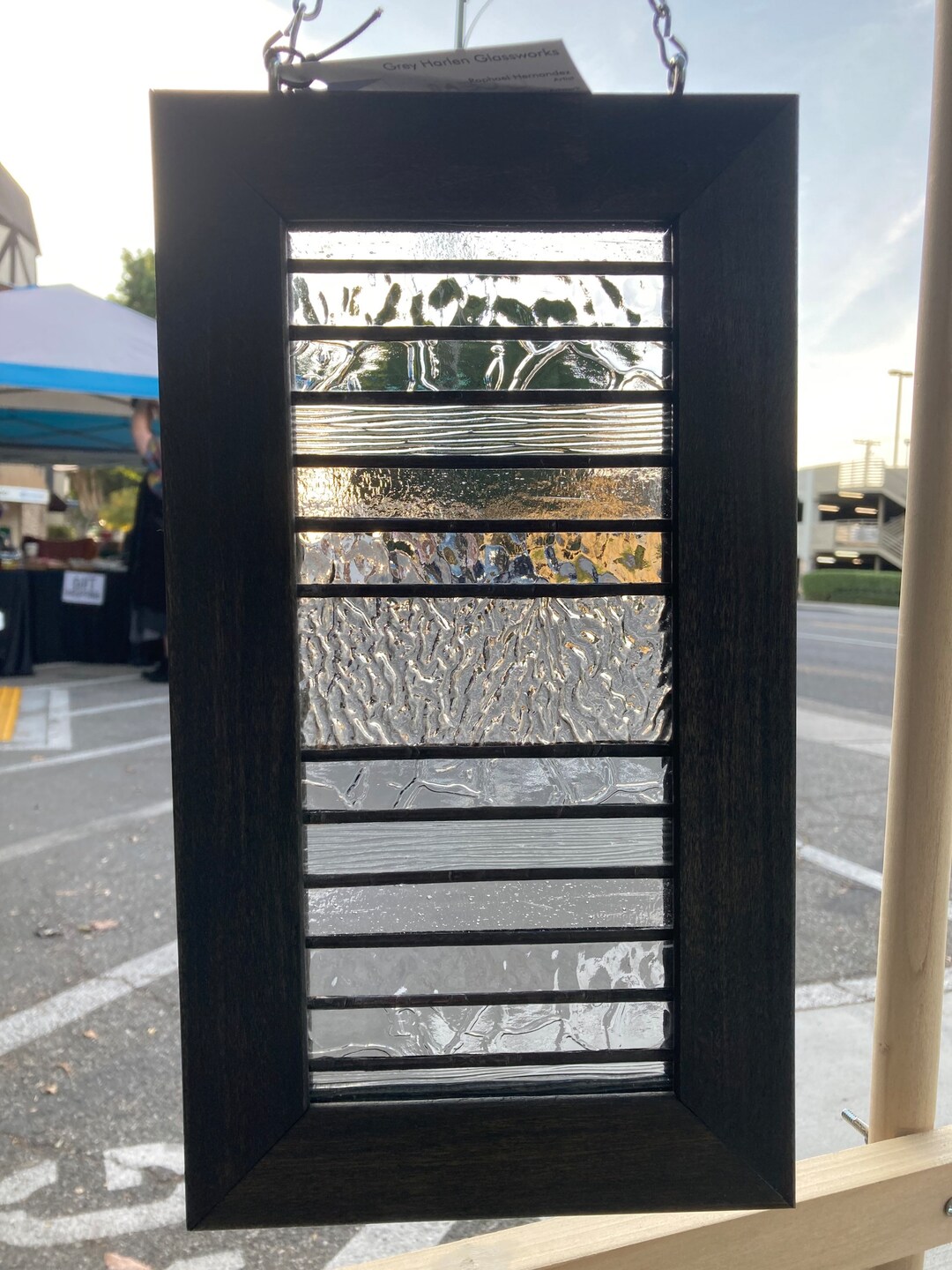 Clear Stained Glass Original Design Geometric Shapes Framed Panel ...