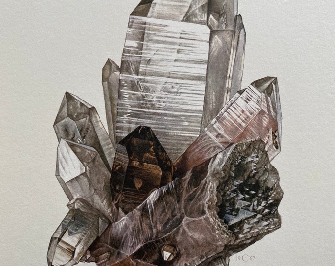 QUARTZ Mineral Print. Antique and Vintage Geology Gemstone Lithograph ...