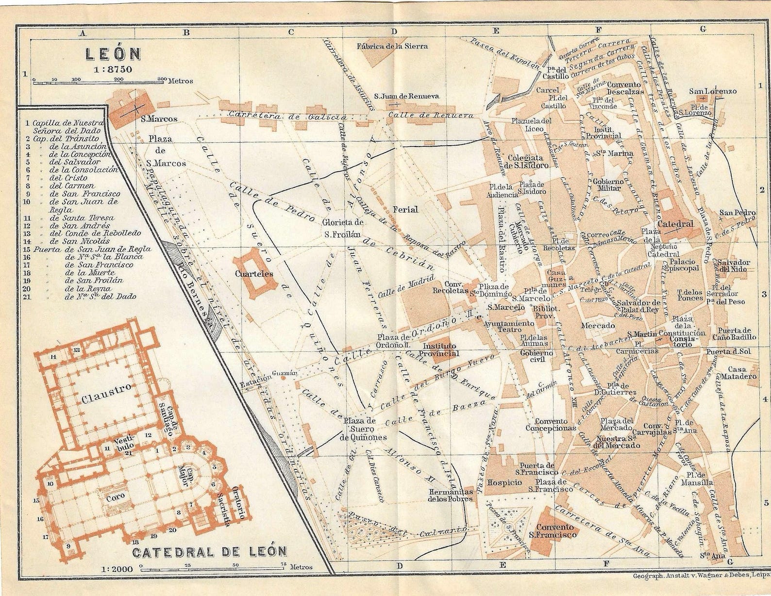 Vintage Travel Guide Print Leon Spain City Map From 1908 - Etsy