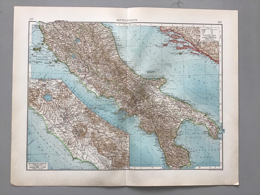 Antique Map of Middle Italy 1924 / Historical Map Italy 20th - Etsy