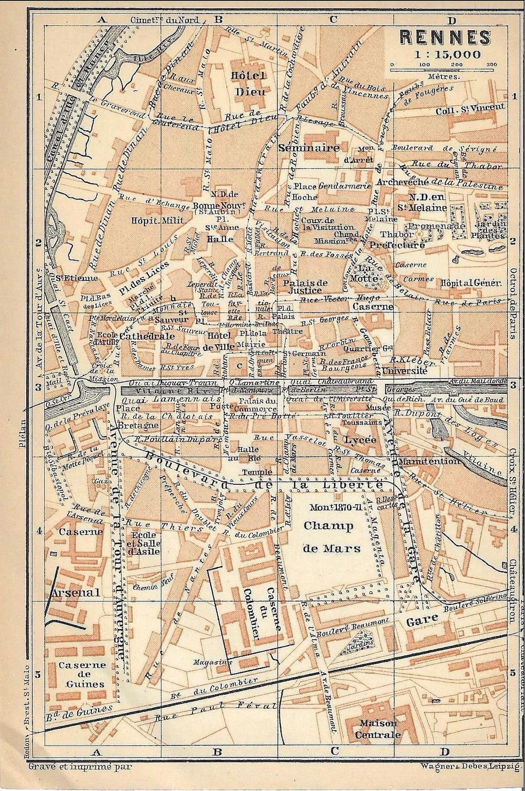 Vintage Travel Guide Print Rennes France City Map From 1902 - Etsy