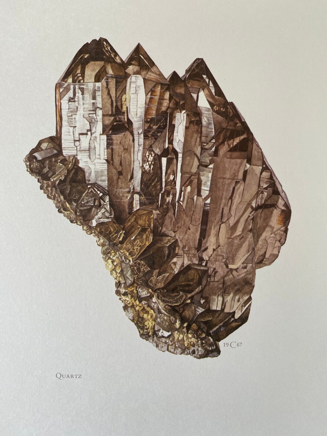 QUARTZ Mineral Print. Antique and Vintage Natural Sciences and Geology ...