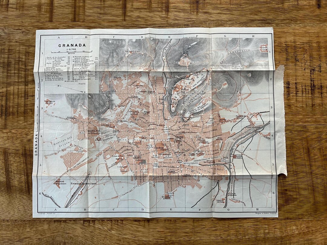 Vintage Travel Guide Print City Map GRANADA SPAIN From 1936 - Etsy