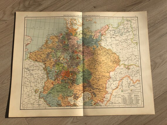 Vintage Map Germany During Reformation Times From 1868 - Etsy