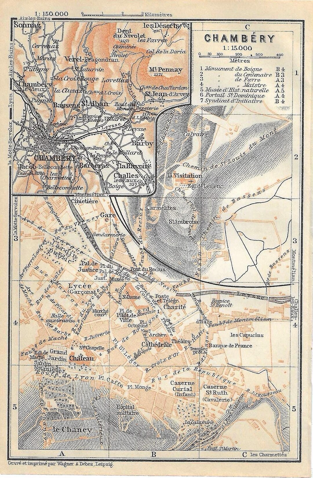 Vintage Travel Guide Print CHAMBERY FRANCE City Map From 1906 - Etsy