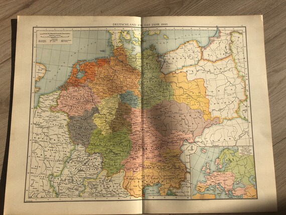 Vintage Map Germany Around the Year 1000 Map From 1868 - Etsy