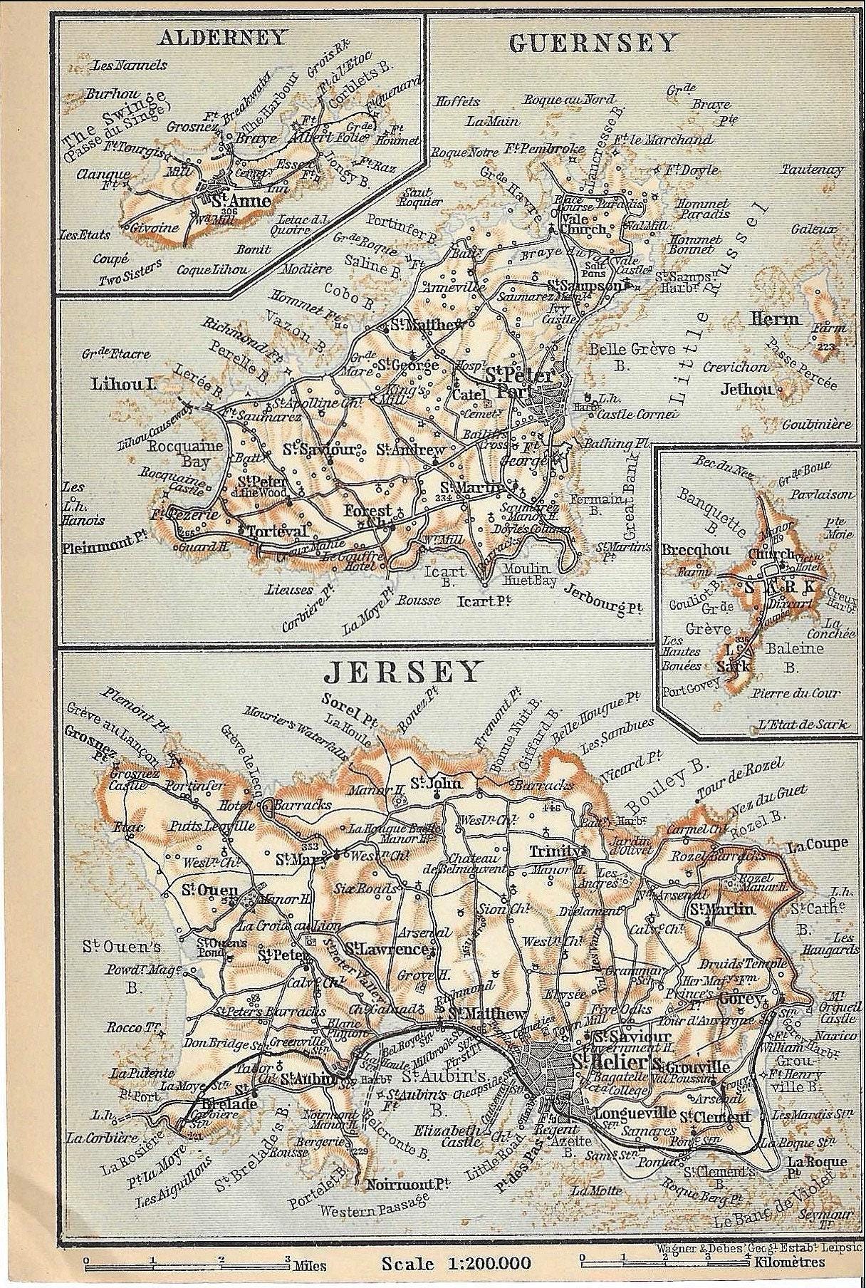 Vintage Travel Guide Print Channel Islands Jersey, Guernsey and ...