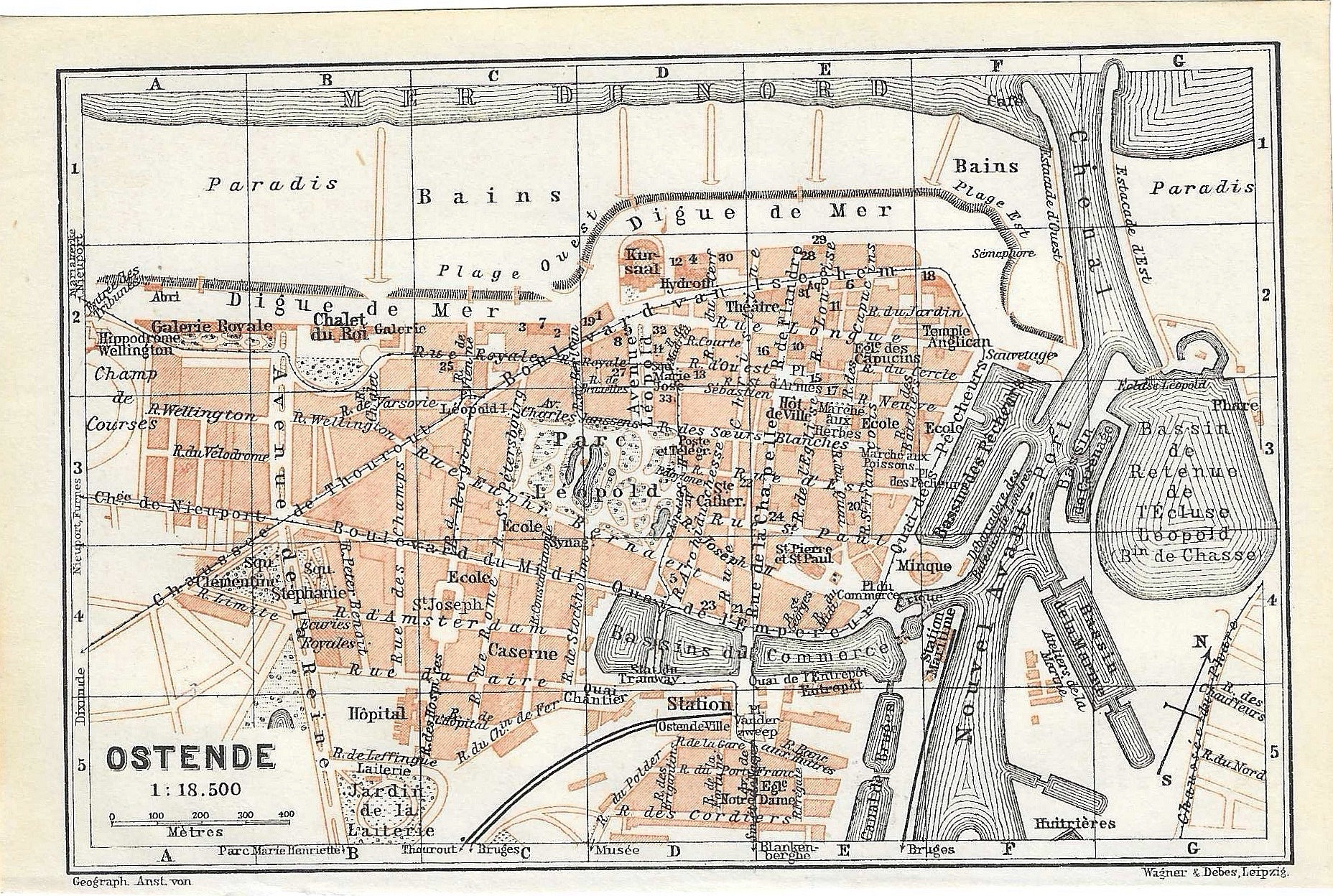 Vintage Travel Guide Print OSTEND BELGIUM City Map From 1910 - Etsy