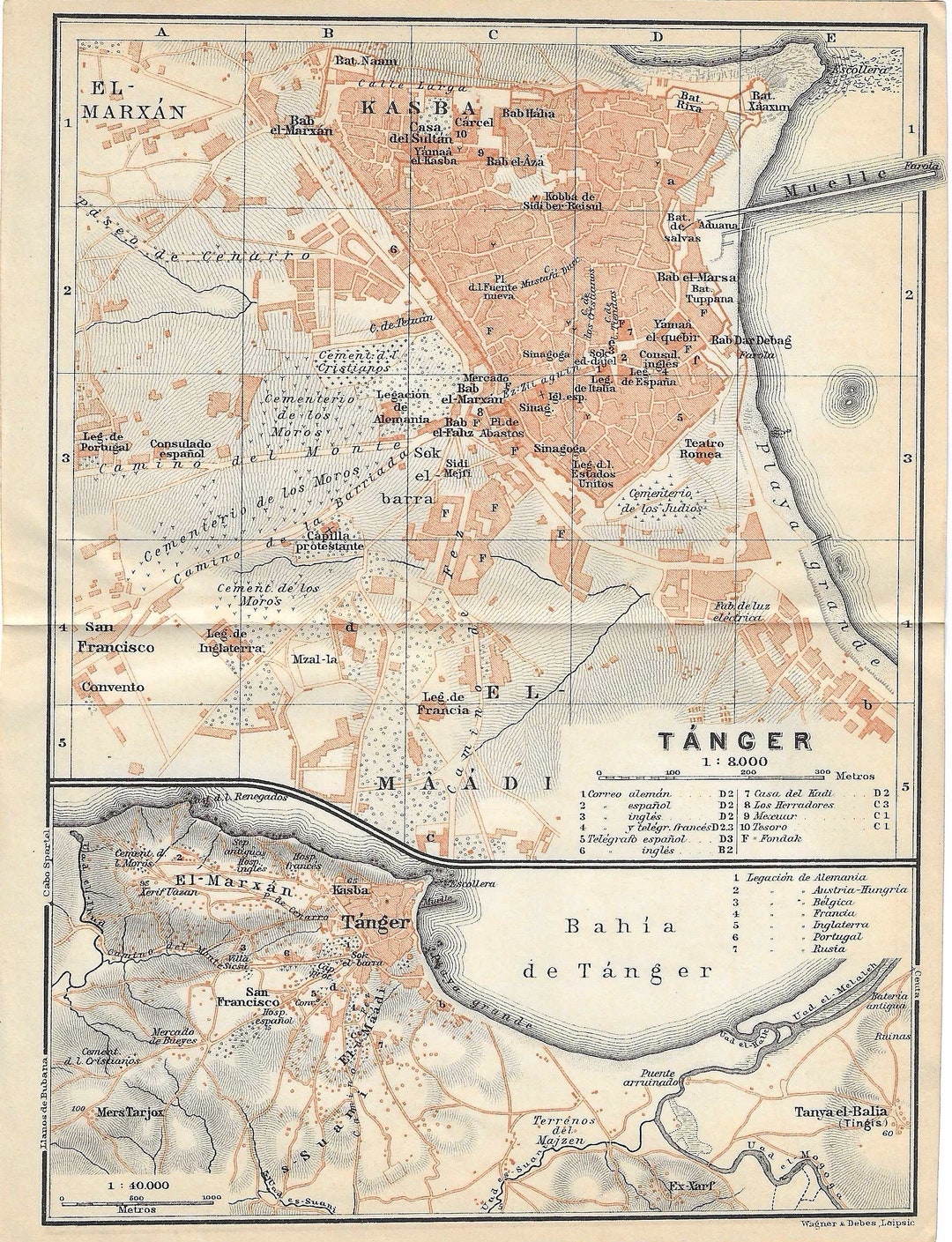 Vintage Travel Guide Print TANGER MOROCCO City Map From 1908 - Etsy