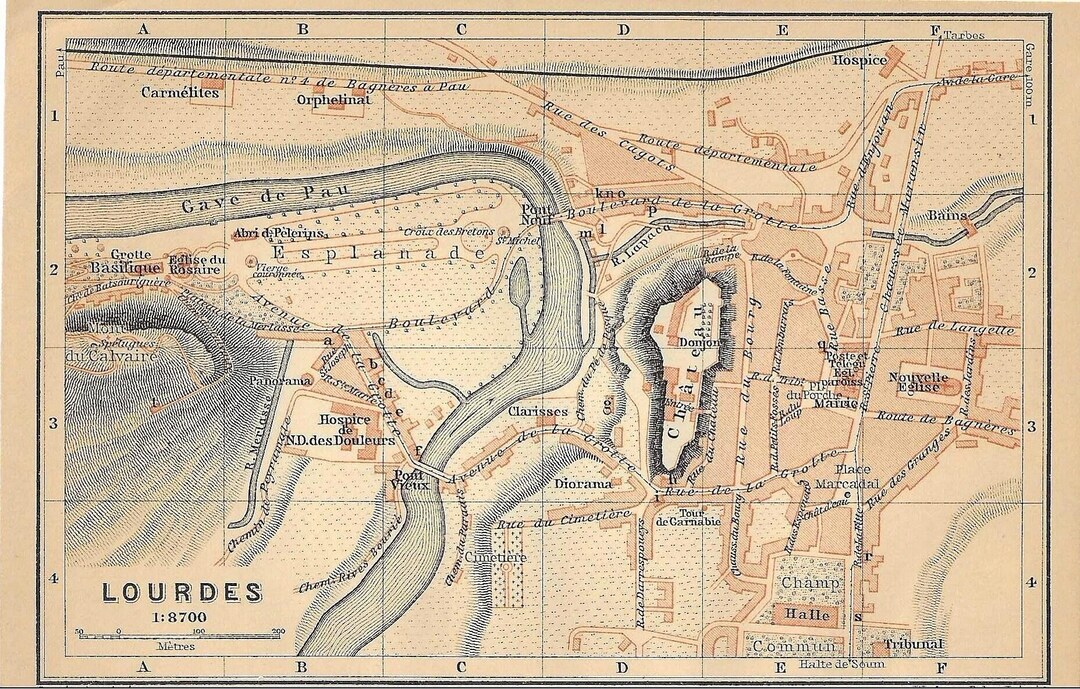 Vintage Travel Guide Print Lourdes France City Map From 1901 - Etsy