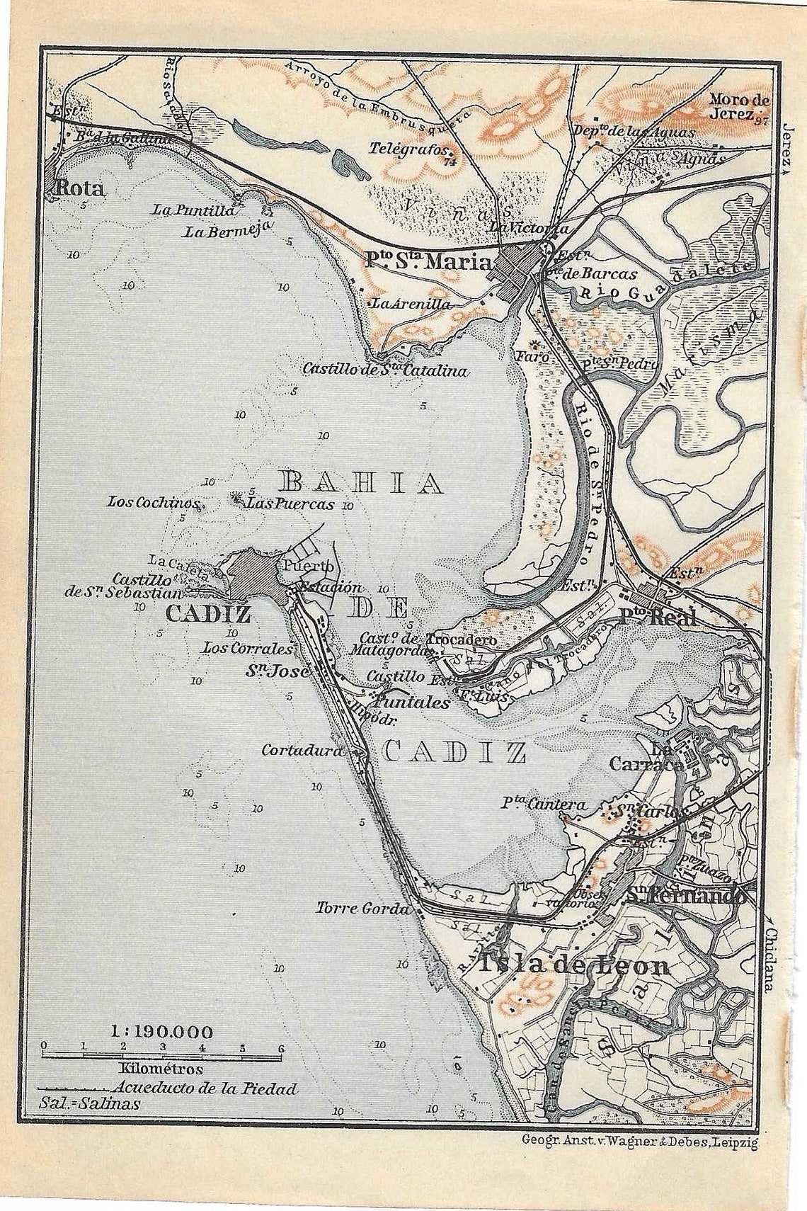 Vintage Travel Guide Print From CADIZ SPAIN Area Map 1908 - Etsy