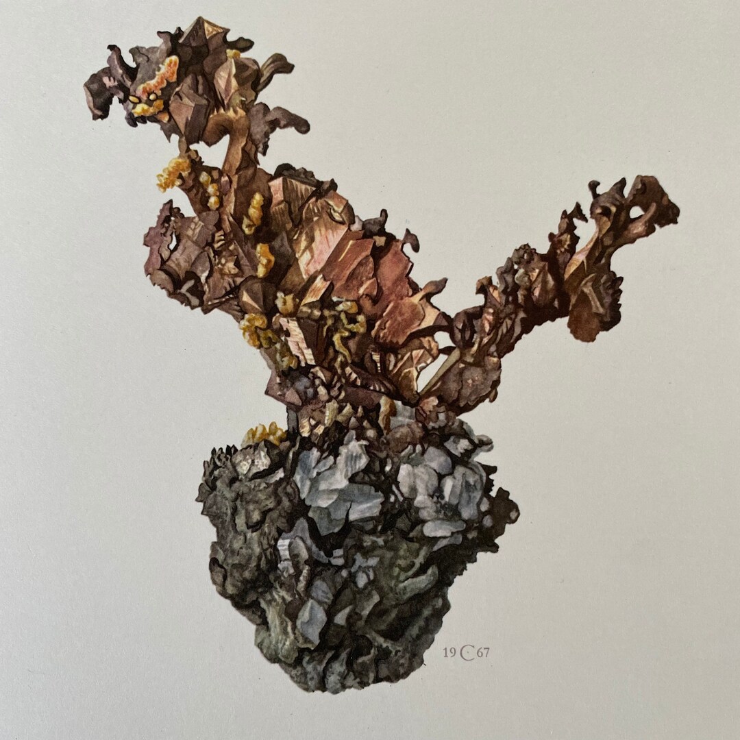 COPPER Mineral Print. Antique and Vintage Geology Mineral Gemstone ...