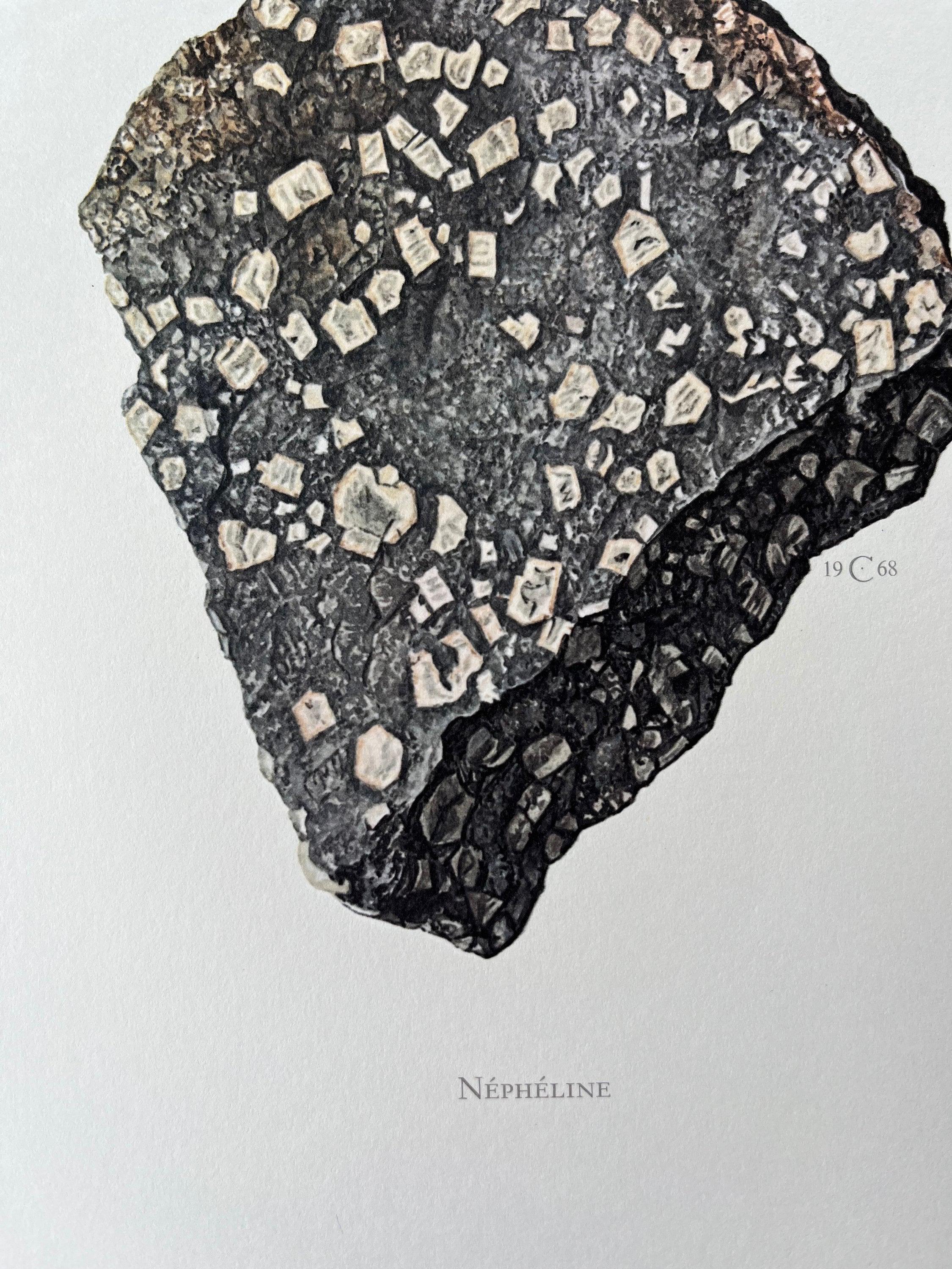 Nepheline Mineral Print. Antique and Vintage Geology Gemstone ...