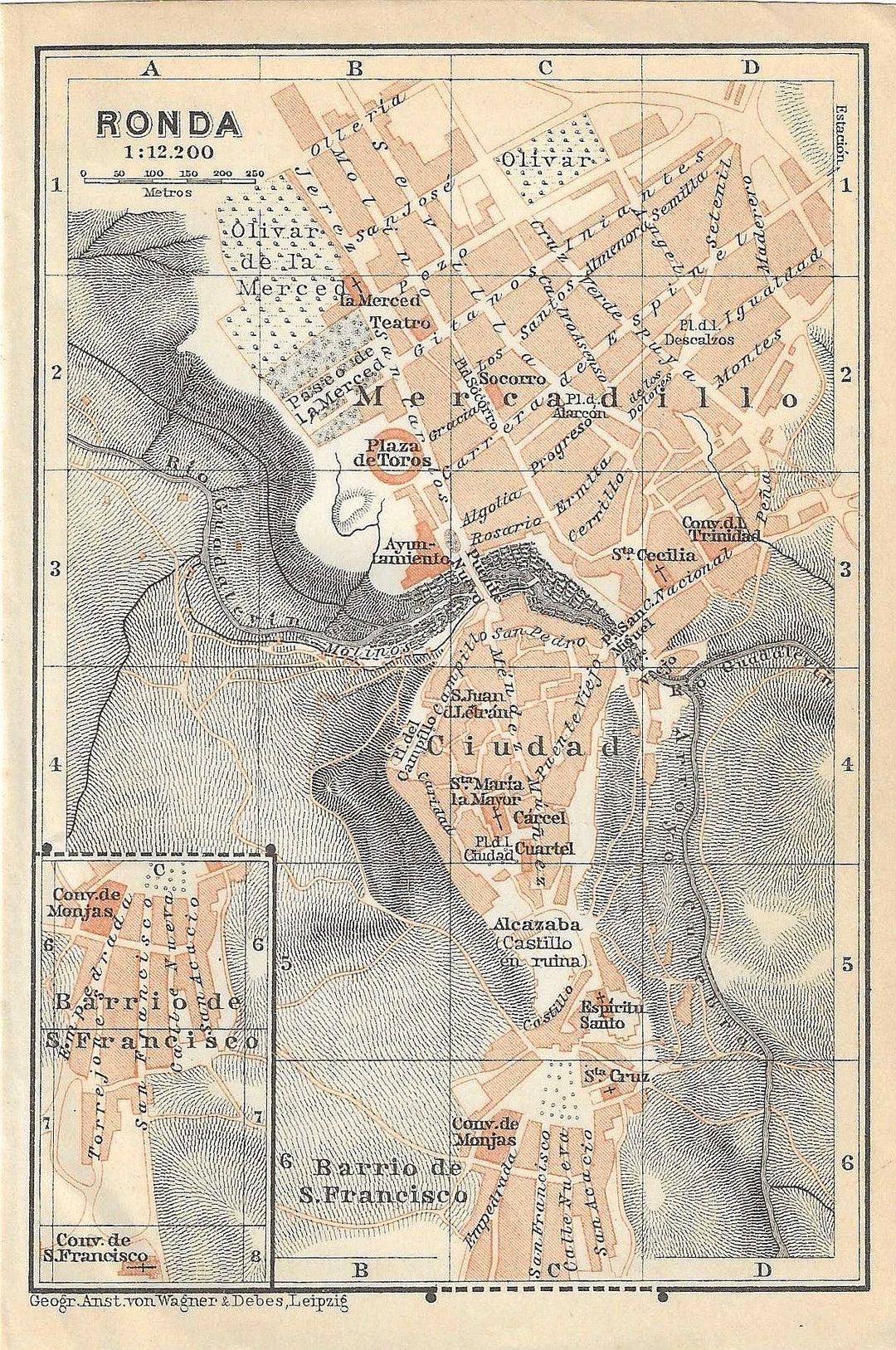 Vintage Travel Guide Print RONDA SPAIN City Map From 1908 - Etsy