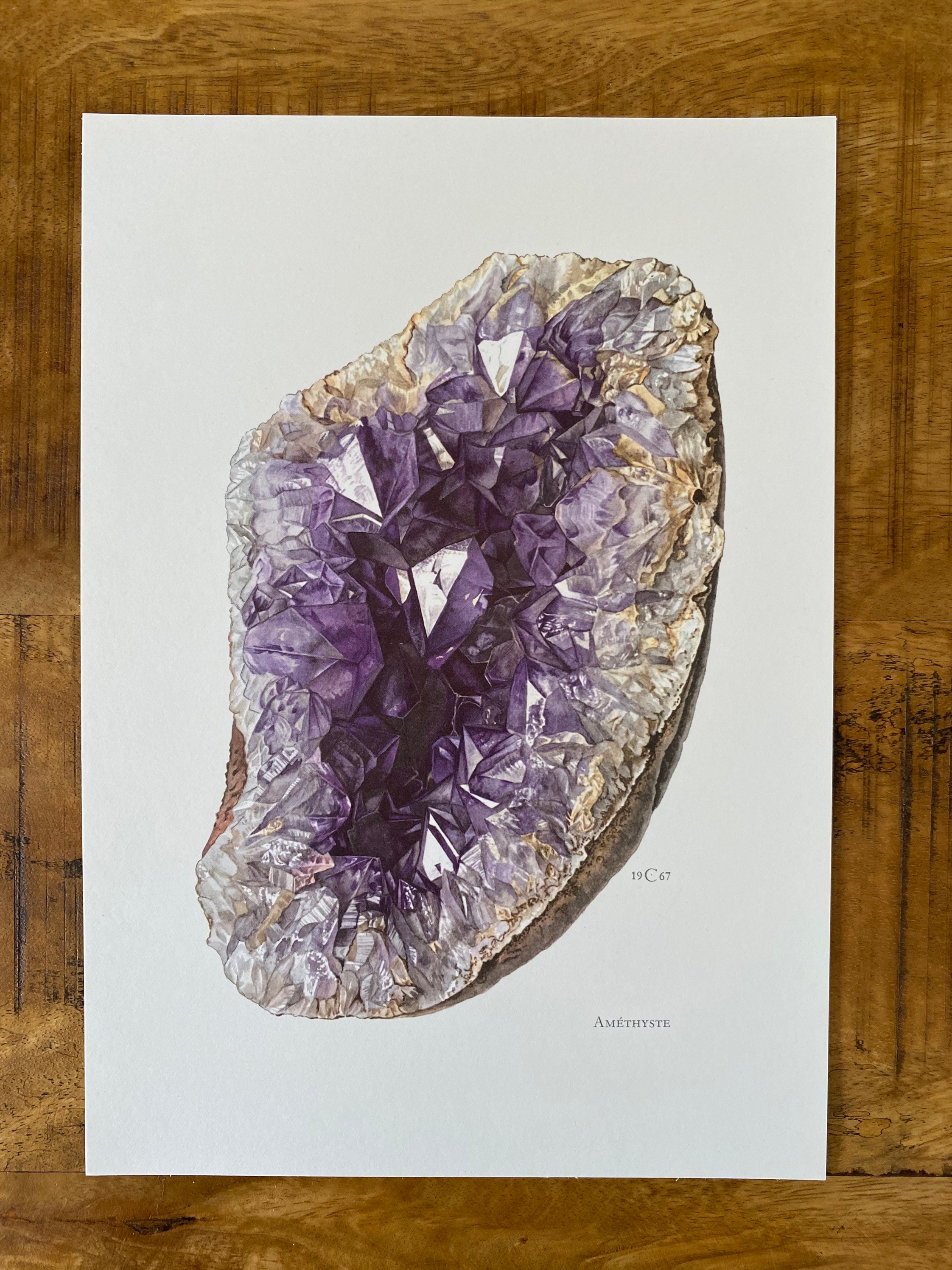 AMETHYST Mineral Print. Antique Natural Sciences and Geology Print ...