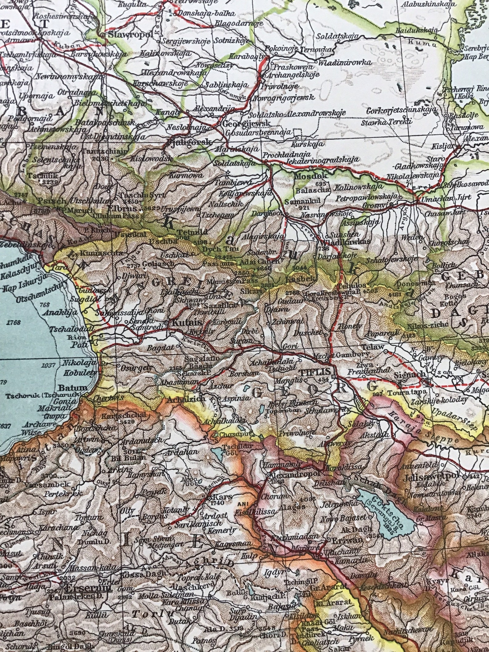 Historical Map of Turkey Georgia Armenia / Antique Map Asia - Etsy