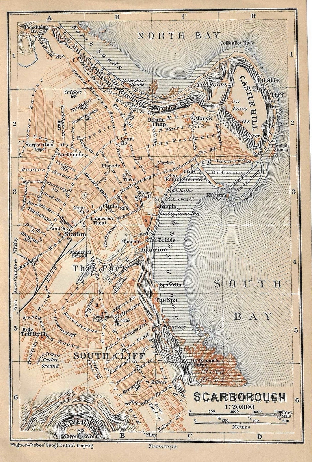 Vintage Travel Guide Print SCARBOROUGH UNITED KINGDOM City Map From ...