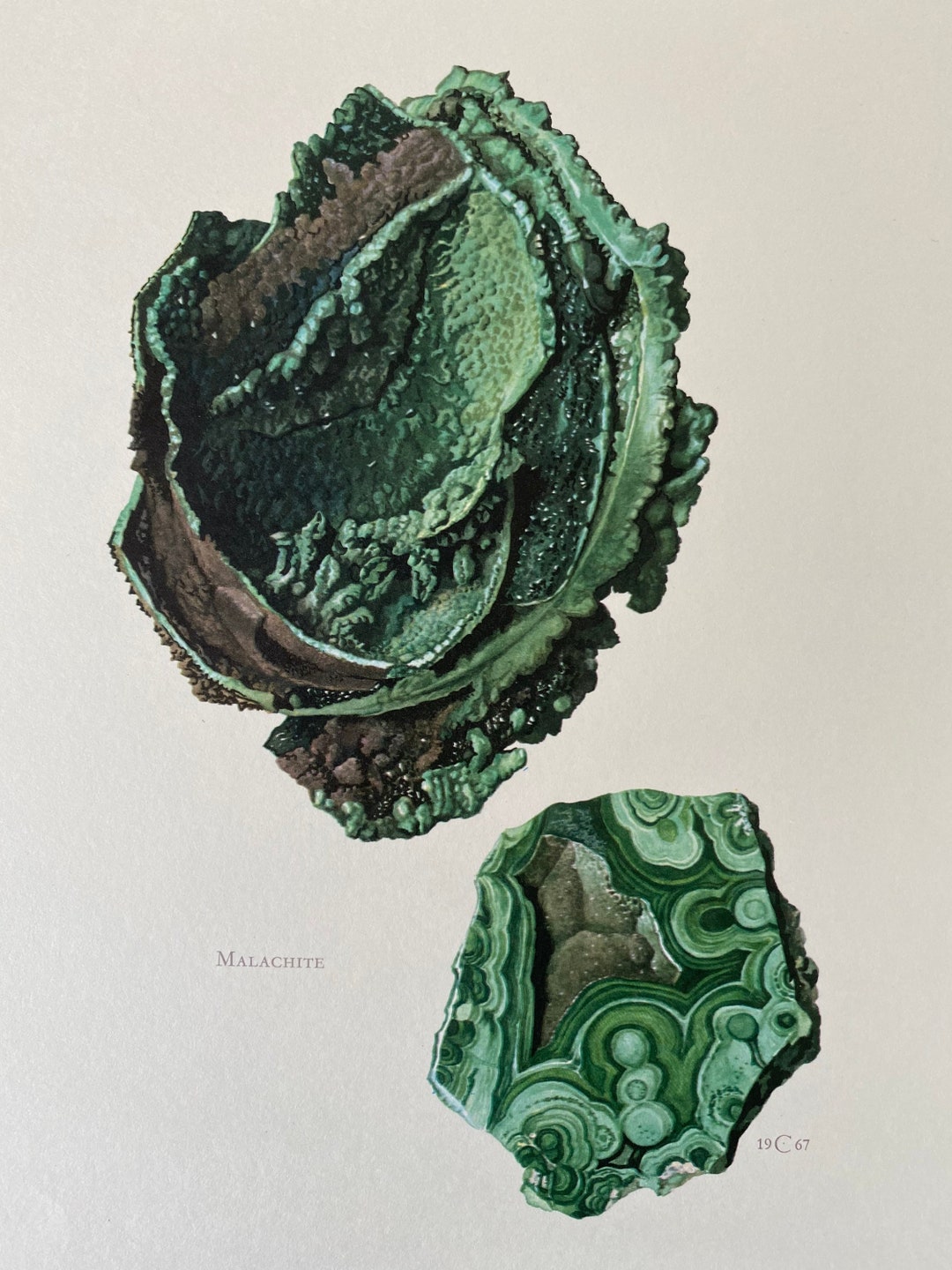 MALACHITE Mineral Print. Antique and Vintage Natural Sciences and ...