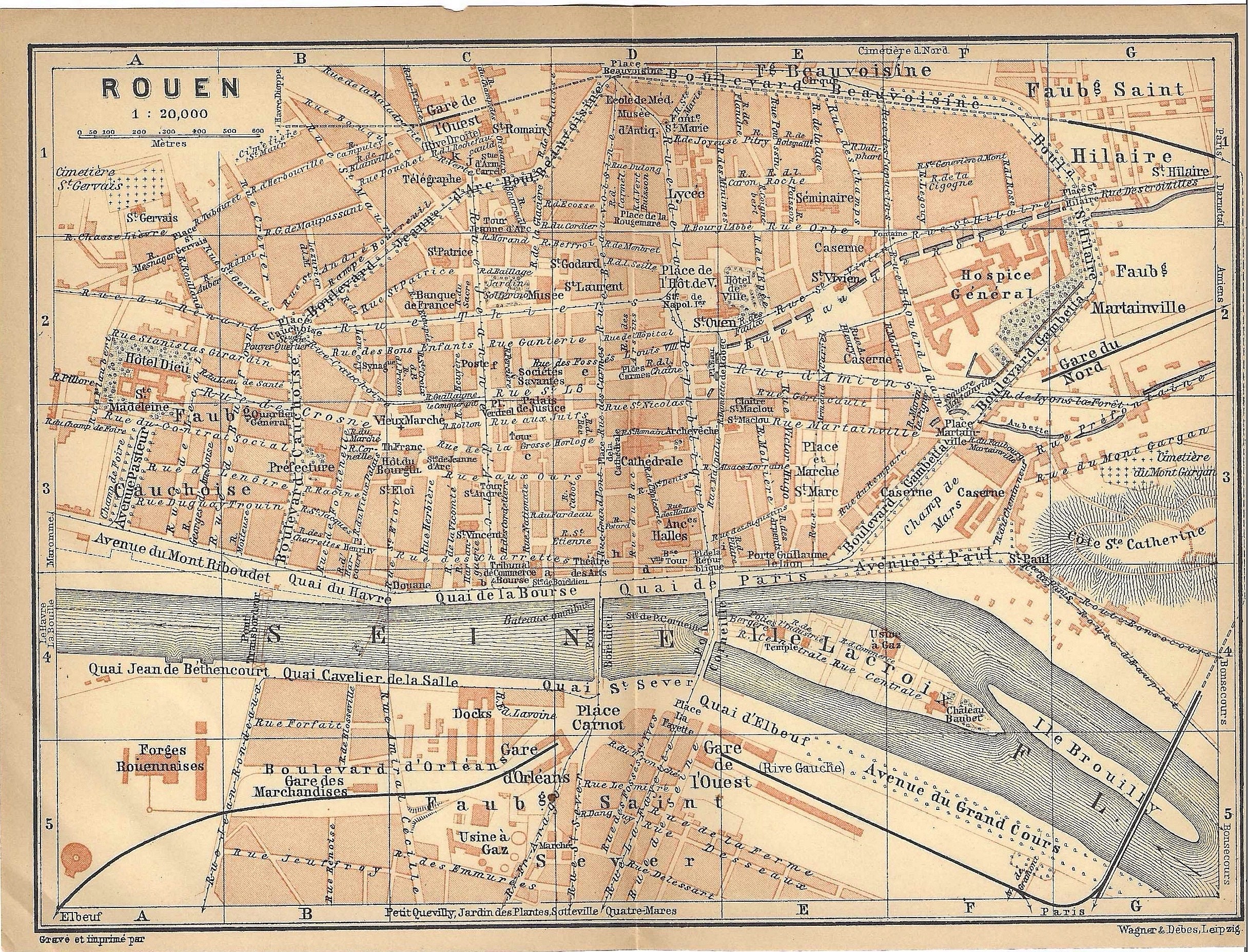 Vintage Travel Guide Print ROUEN FRANCE City Map From 1902 - Etsy