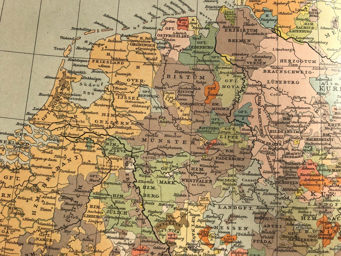 Vintage Map Germany During Reformation Times From 1868 - Etsy