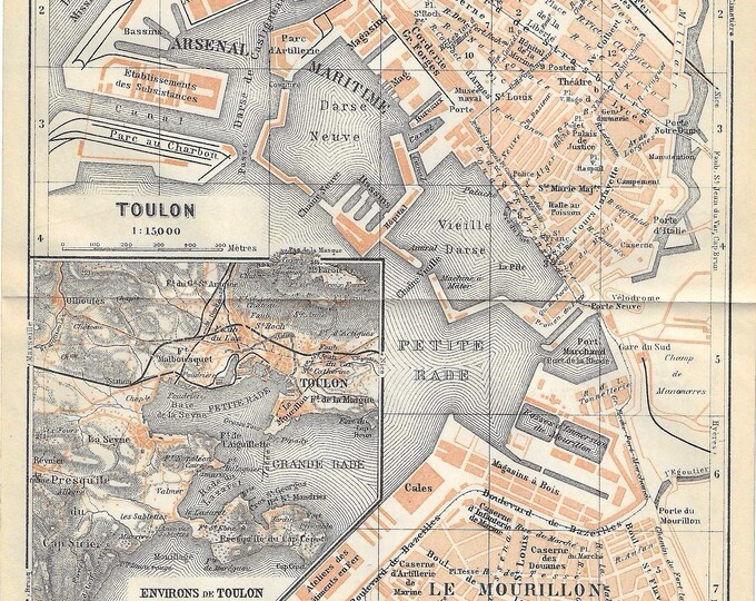 Vintage Travel Guide Print TOULON FRANCE City Map From 1906 - Etsy
