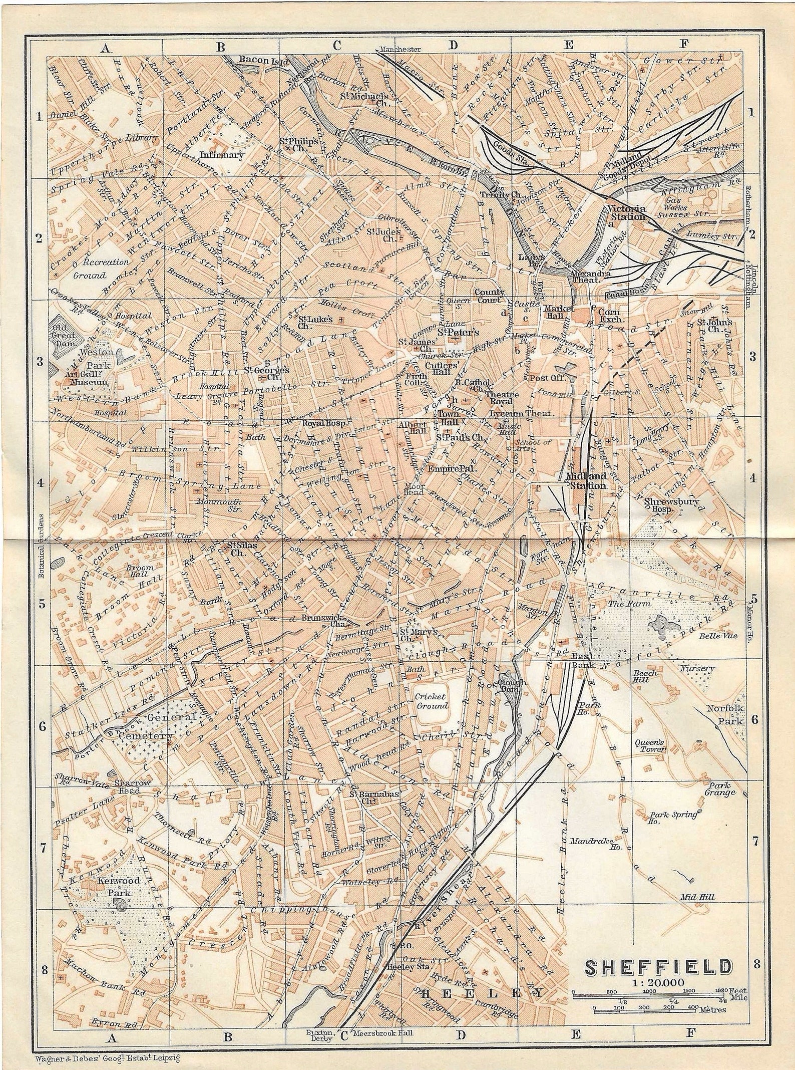 Vintage Travel Guide Print SHEFFIELD UNITED KINGDOM City Map From 1906 ...