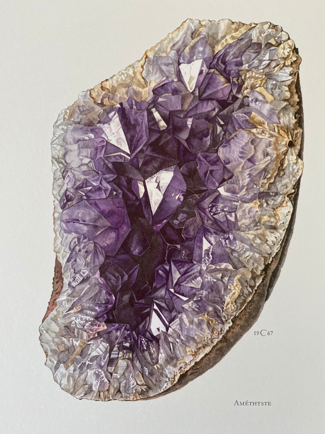AMETHYST Mineral Print. Antique Natural Sciences and Geology Print ...